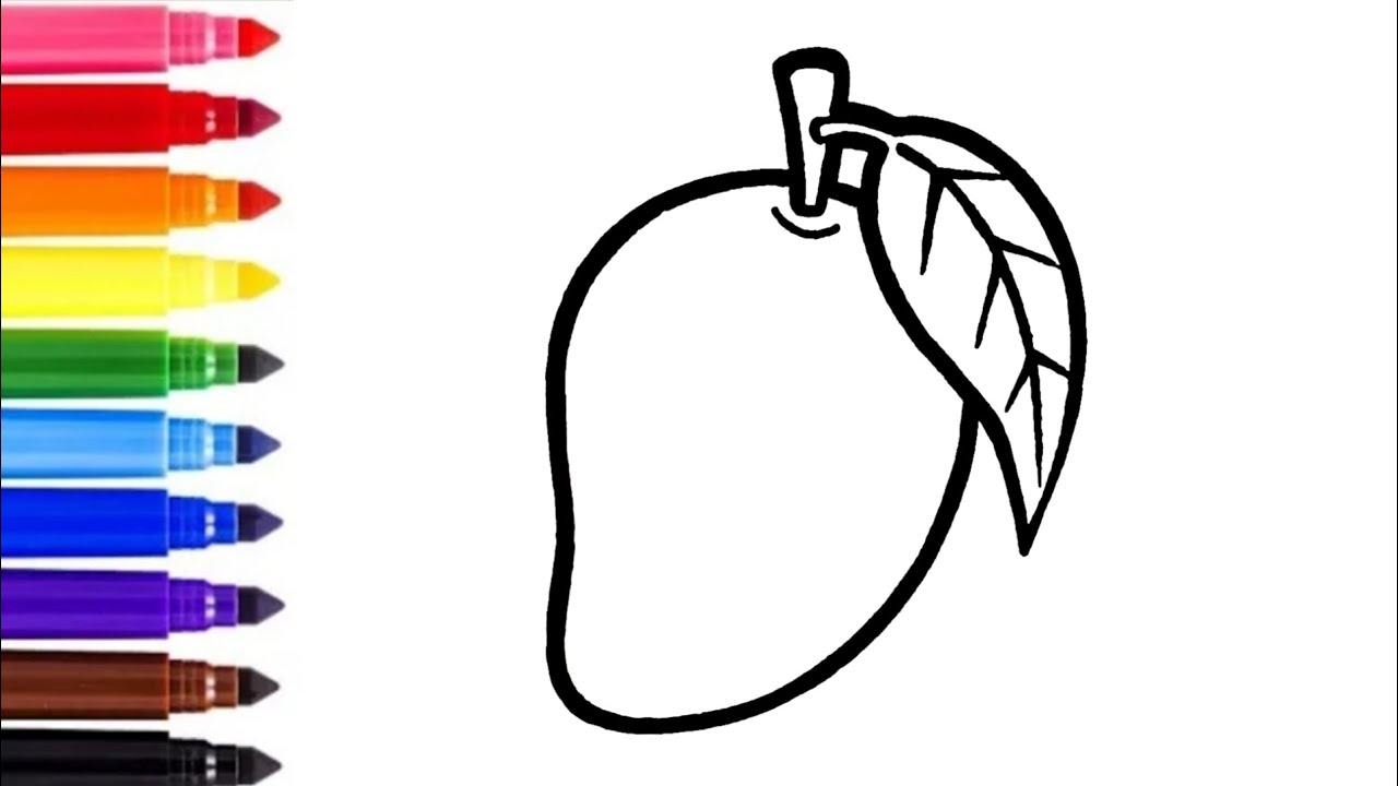How to draw a Mango 🥭 | Mango Drawing, Painting and Coloring for Kids ...