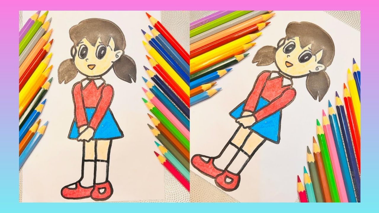 How to Draw Shizuka from Doraemon Step by Step| Easy Drawing Ideas for ...