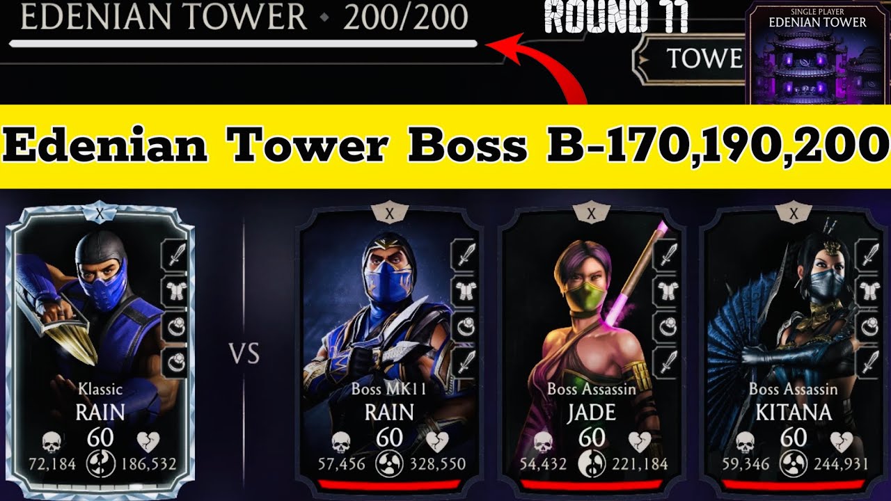 Edenian Tower Boss Battle 200 & 170,190 Fight + Reward MK Mobile - YouTube
