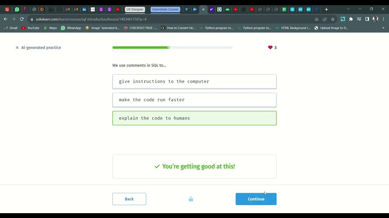 9 Al Generated Practice Introduction To Sql Sololearn Youtube