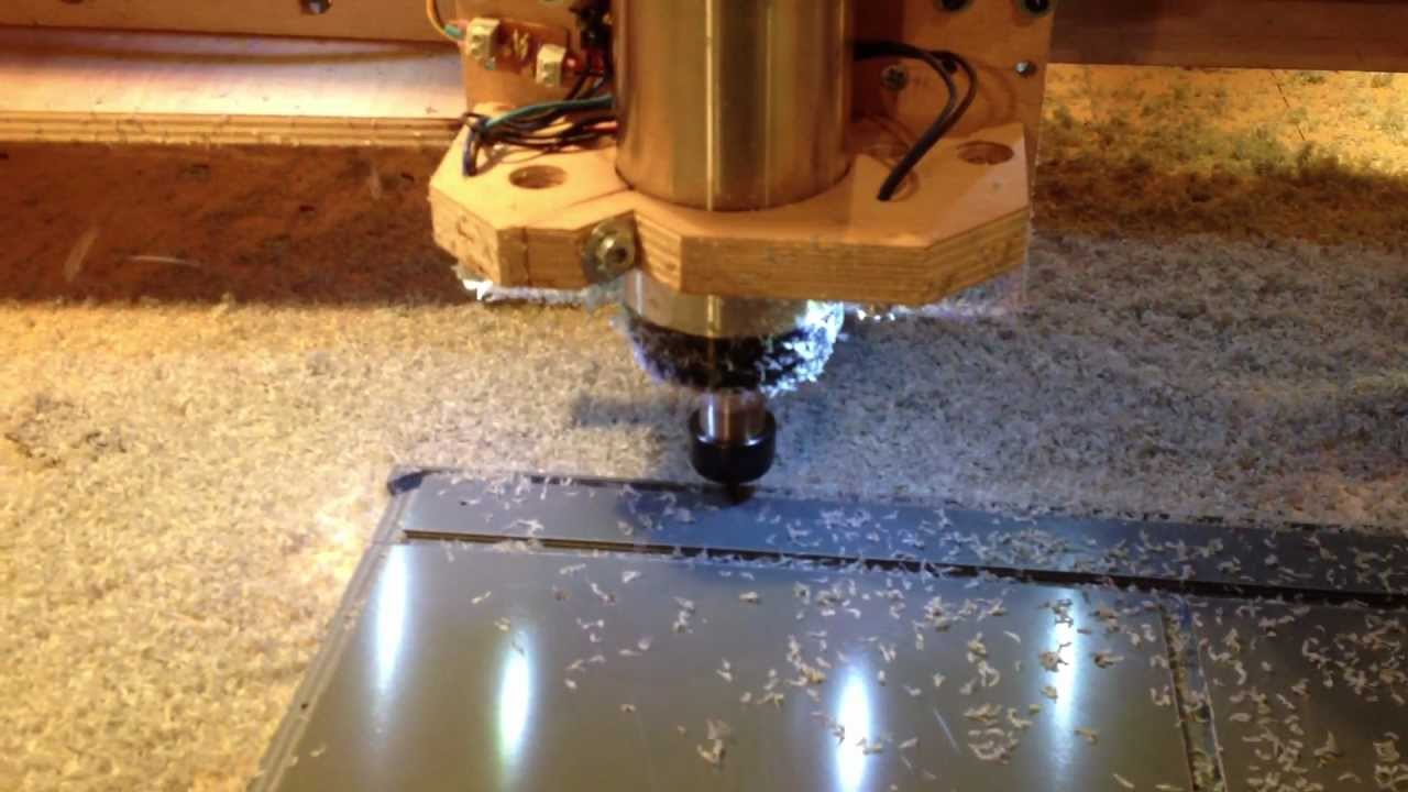 Homemade DIY CNC router, profiling a 3 ft x 4ft plate - YouTube