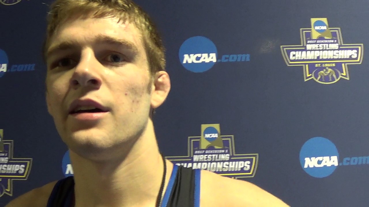 Seth Gross (SDSU) after a first-round win at 133 pounds at 2017 NCAAs ...
