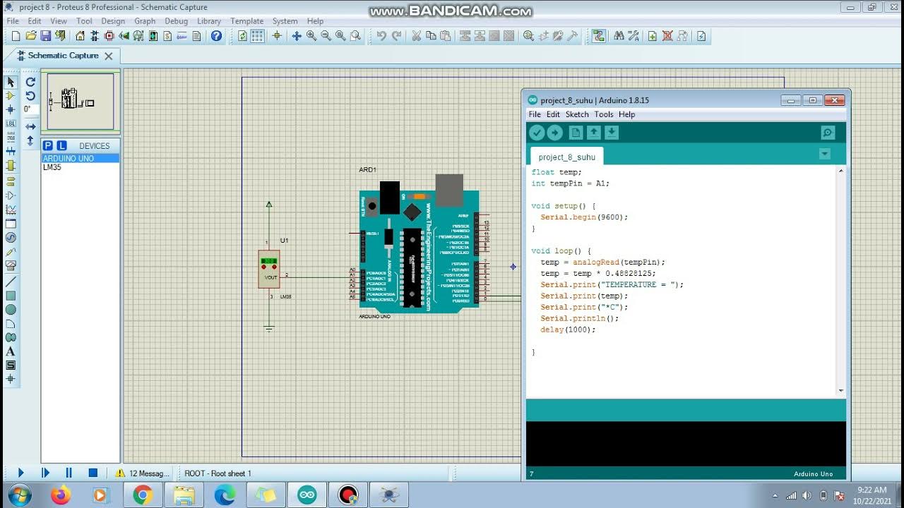Simulasi Sensor Suhu (LM35) Menggunakan Proteus Arduino - YouTube