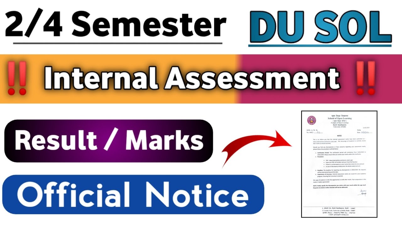 SOL Internal Assessment Results | Official Notice | 2/4 Semester NEP ...