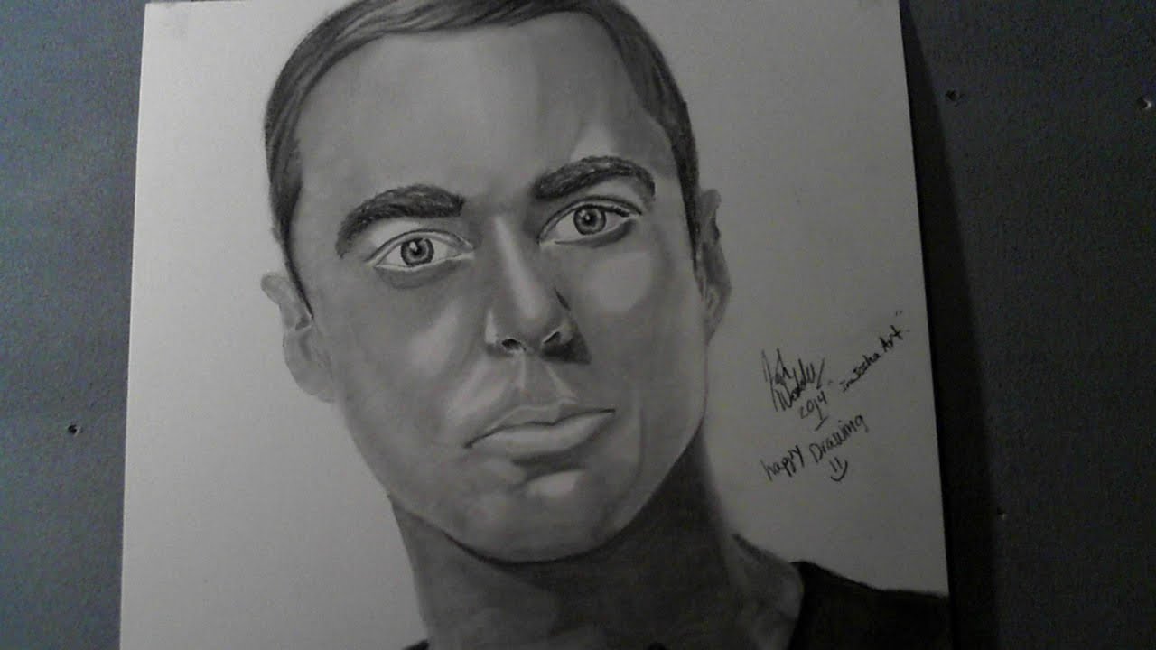 sheldon cooper charcoal drawing portrait the big bang theory - YouTube