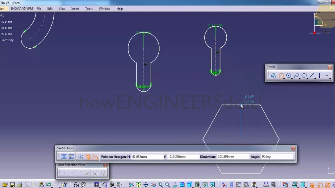 222rectangle Tool In Sketcher Wbtop Catia V5 Tutorialstraining Videos Youtube