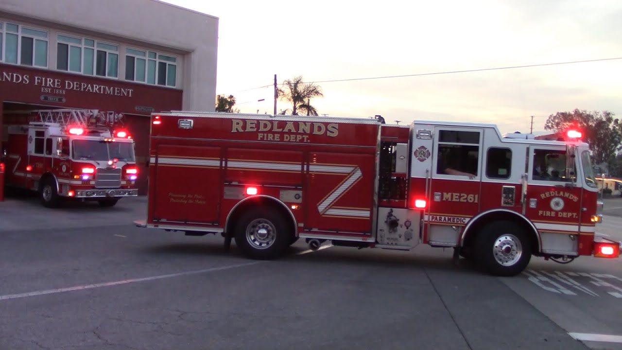 (AIR HORN) Redlands Fire Department. Medic Engine & Truck 261 ...