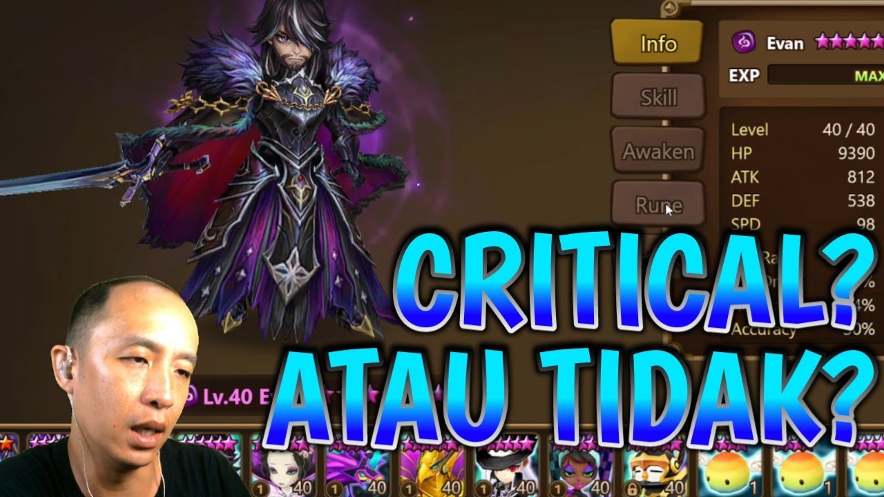 EVAN Tes Damage Critical Dan No Critical Summoners War Indonesia - YouTube