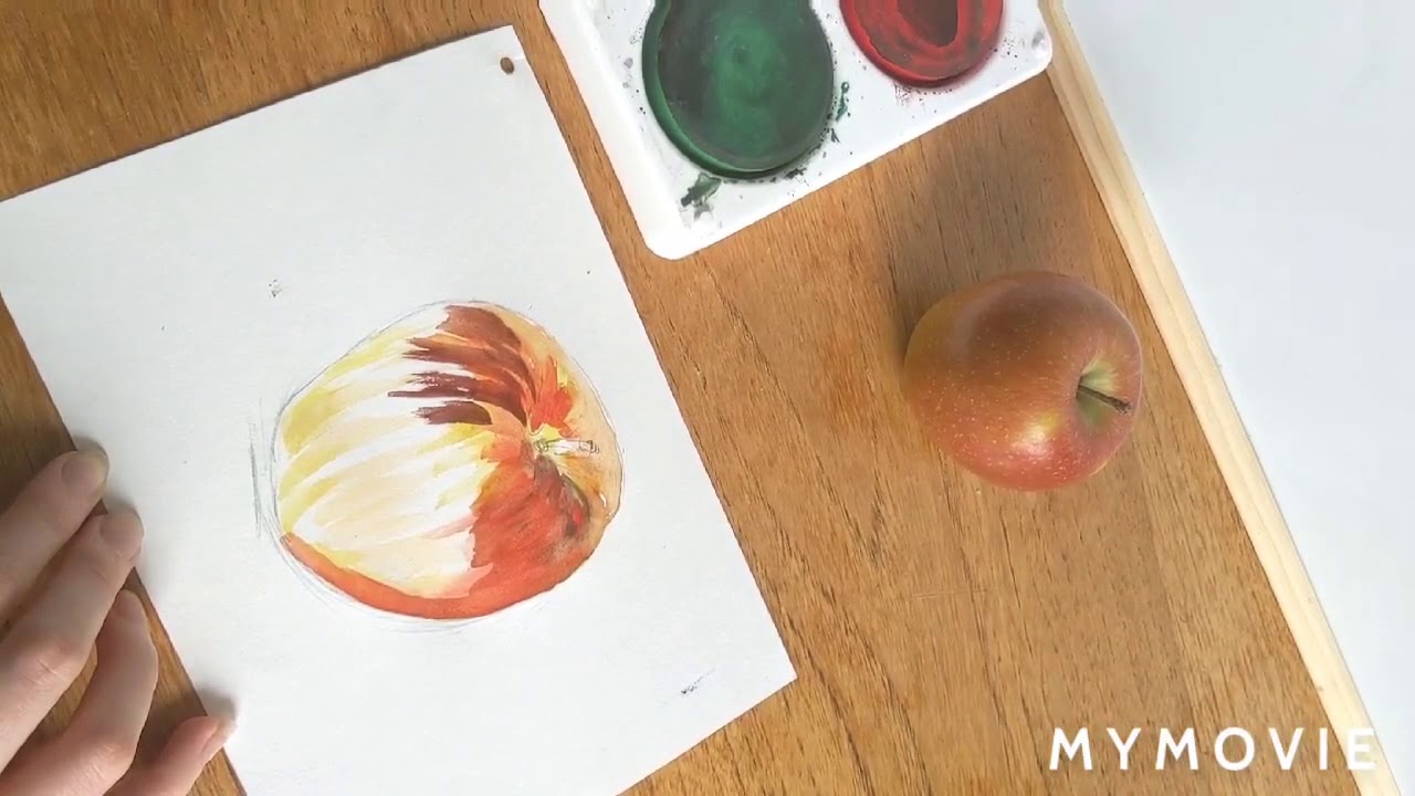Painting an apple using block paints - YouTube