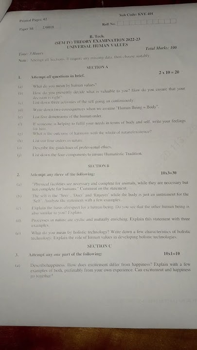 AKTU (b.tech) 2nd year(4-sem) UNIVERSAL HUMAN VALUES & PROFESSIONAL ...