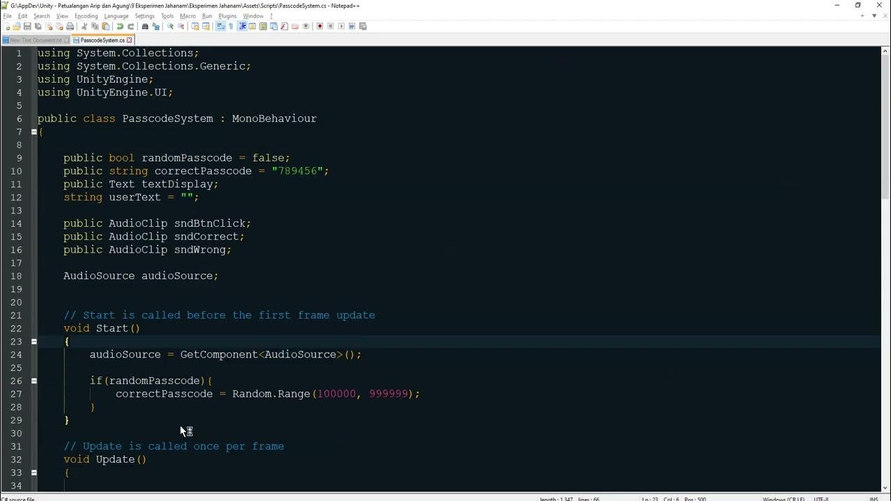 Unity "Enter Correct Passcode" Tutorial - Part 5 : Generating random ...
