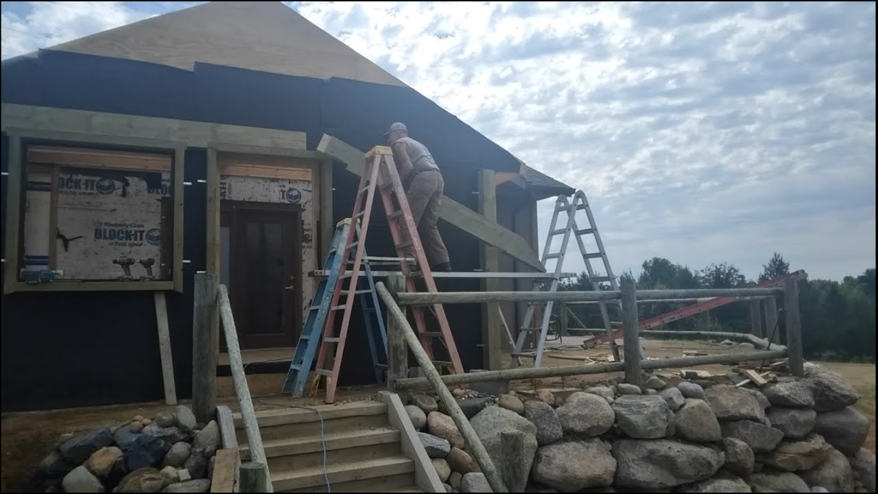 Ep.7) one man crew house addition. Porch squared timbers. - YouTube