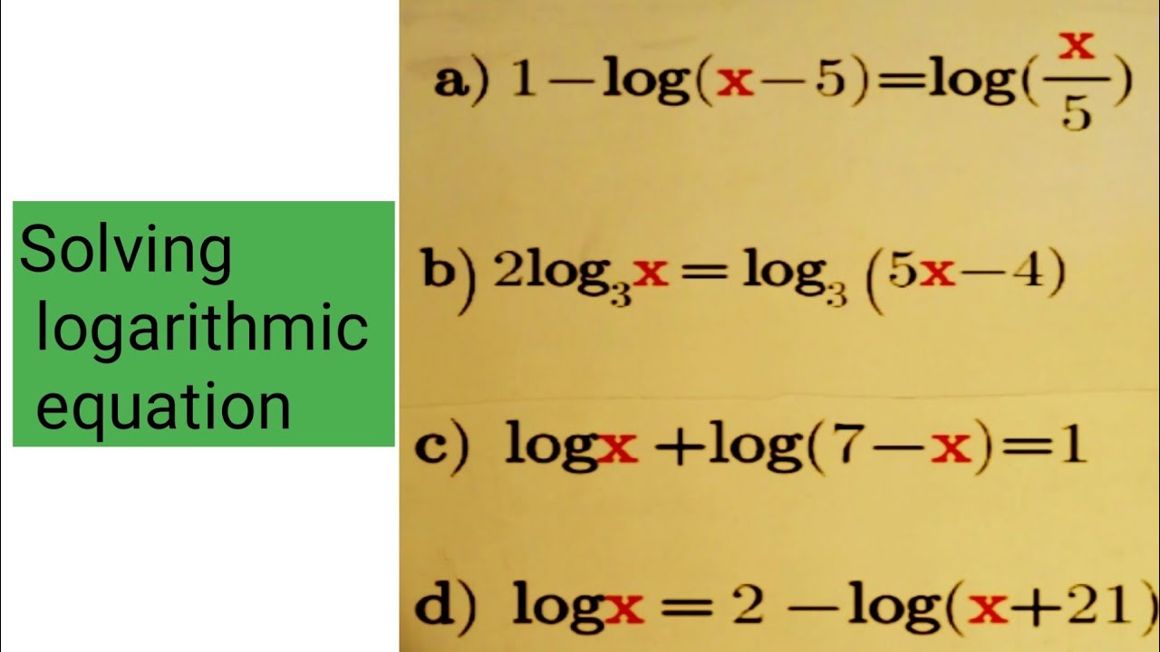 solving logarithmic equation #4 #logarithm - YouTube