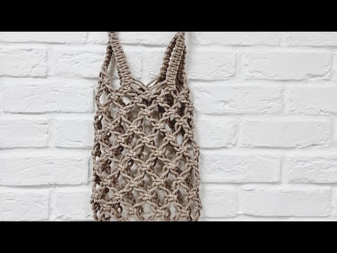 Авоська макраме из хлопкового шнура - YouTube