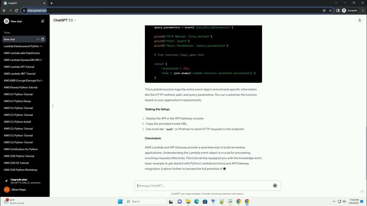 aws lambda event object python api gateway - YouTube