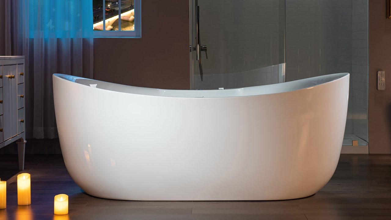 WOODBRIDGE BJ400 72" Whirlpool Water Jetted and Air Bubble Freestanding ...