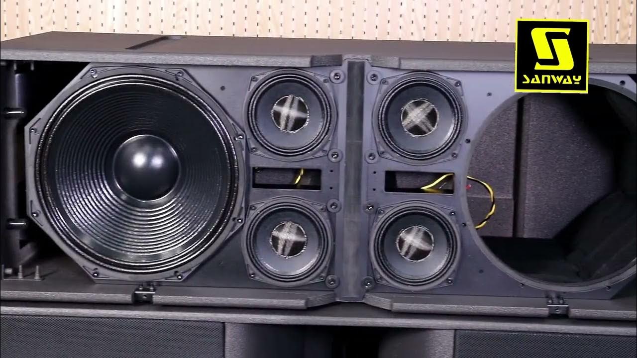 Dual 15 inch 3 way line array - YouTube