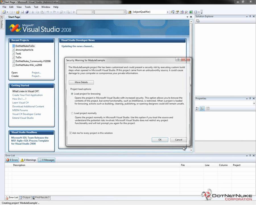 DotNetNuke Module Development Template Installation - YouTube