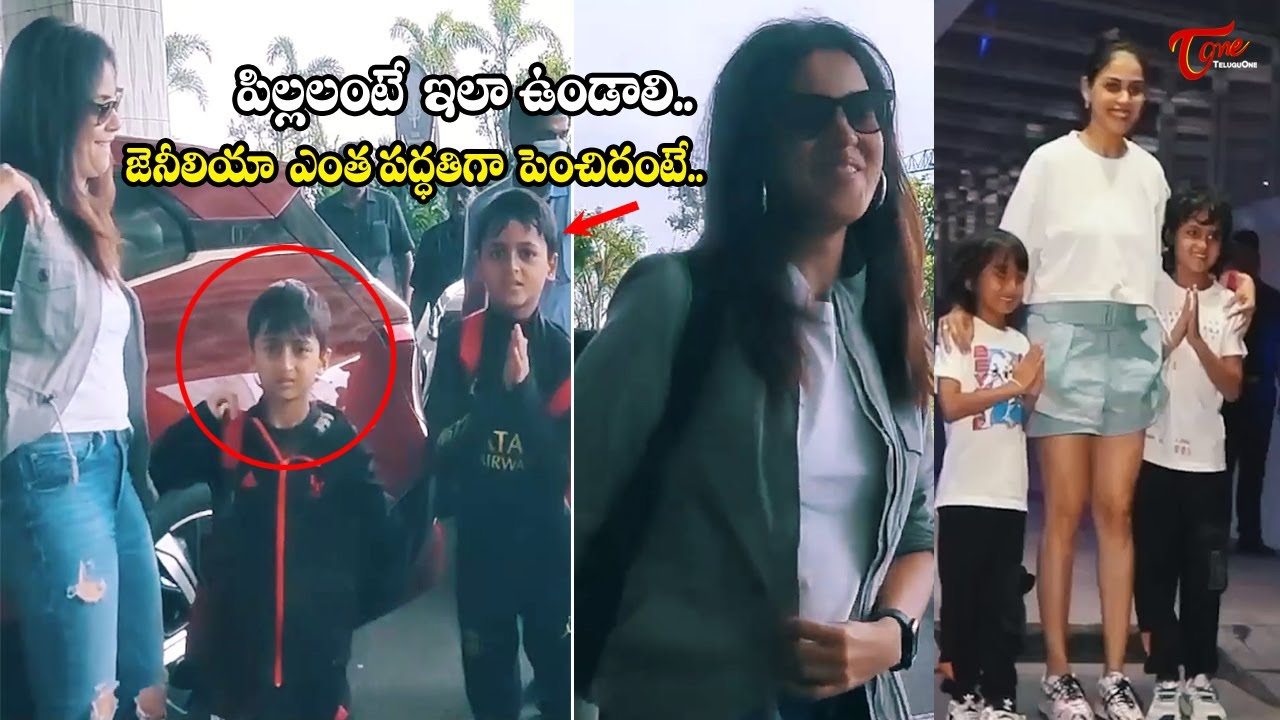 Genelia Dsouza Along With Her Children Spotted at Mumbai Airport ...