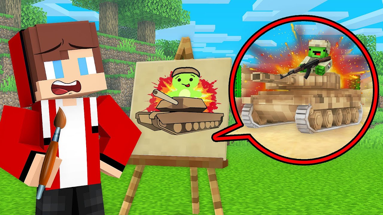 JJ use DRAWING MOD to Prank Mikey With War in Minecraft (Maizen) - YouTube