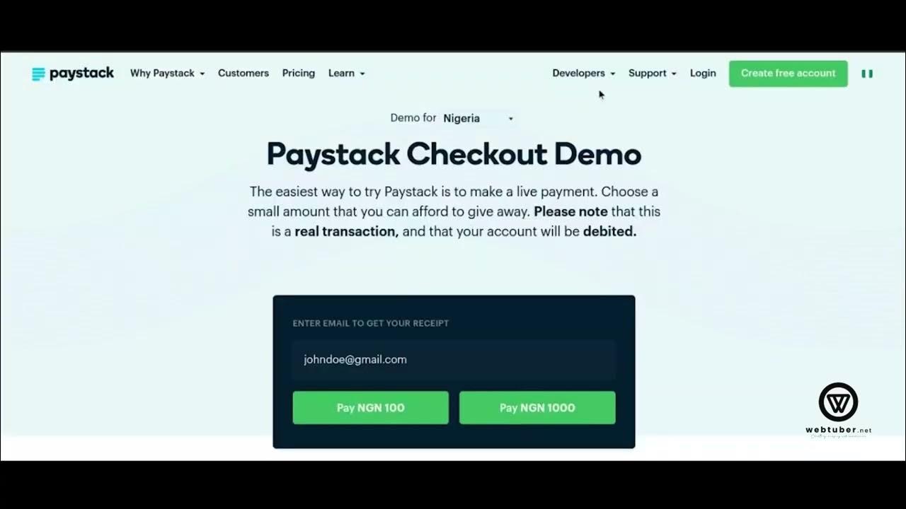 How to integrate Paystack through a button on your website - YouTube