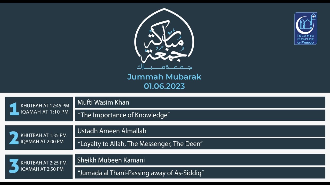 ICF Jummah Khutbah | Mufti Wasim Khan | The Importance of Knowledge ...