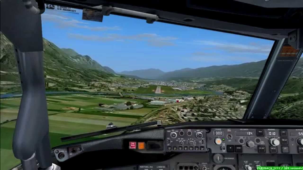 FSX innsbruck (LOWI) Visual Approach and landing RW 08 - YouTube