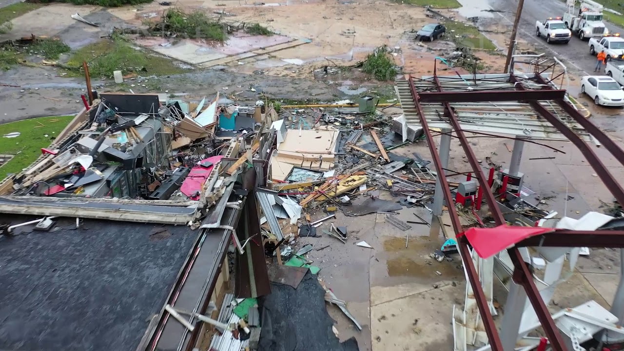 Drone Video of the damage after the tornado overnight in Ruston, LA ...