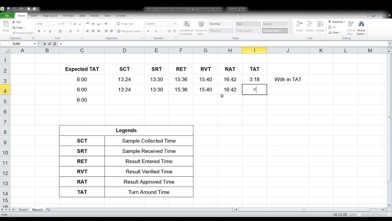 TAT Calculation using Excel Formula - YouTube