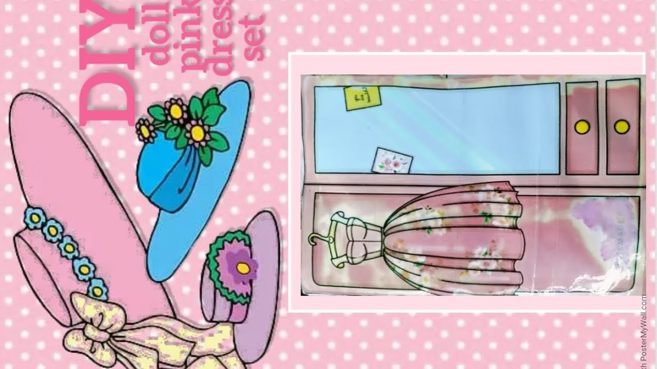 DIY paper doll pink dress set - YouTube