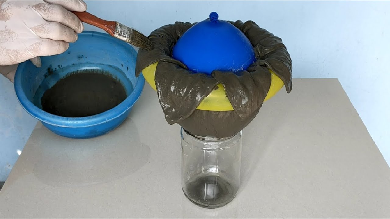 Idea and creativity _ make beautiful flower pots from rags and cement ...