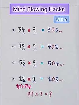 " Mind Blowing Hacks With 9‼️"| Multiplication Tricks | Tricks With 9 #shorts #tricks - YouTube