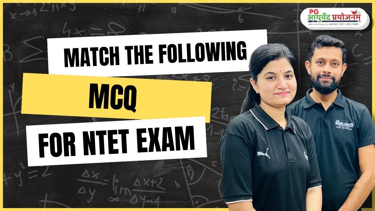 Match the following MCQ for NTET Exam - YouTube