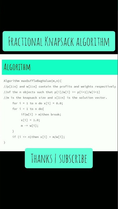 Fractional knapsack problem | Greedy approach #shorts - YouTube