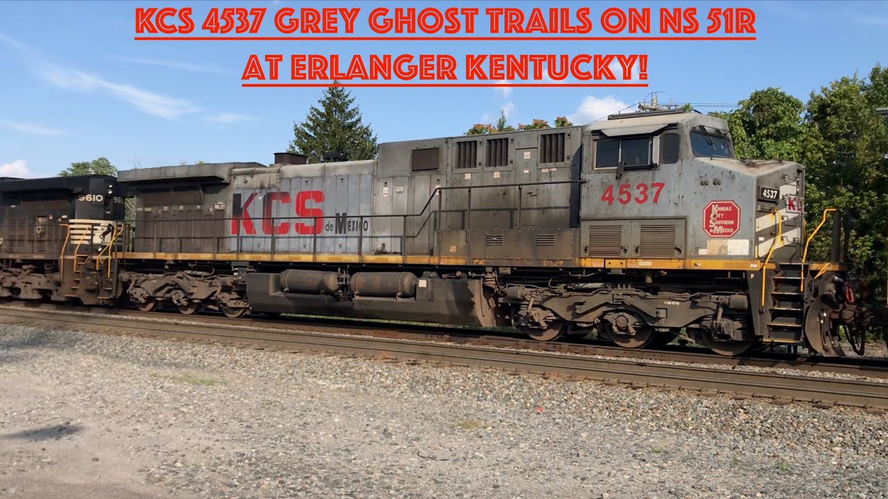 KCS 4537 Grey Ghost trails on NS 51R & Other trains at Erlanger Kentucky! - YouTube