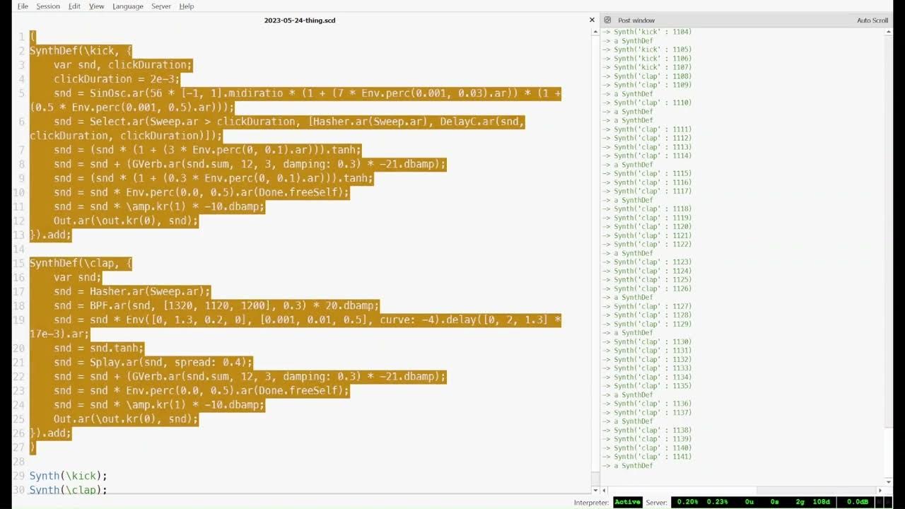 more bass music in SuperCollider - YouTube