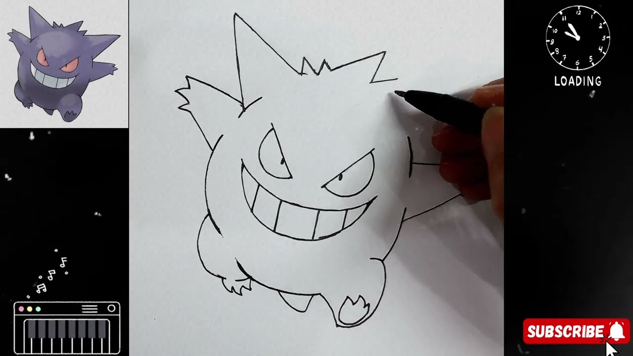 How to draw pokemon Gengar step by step - YouTube