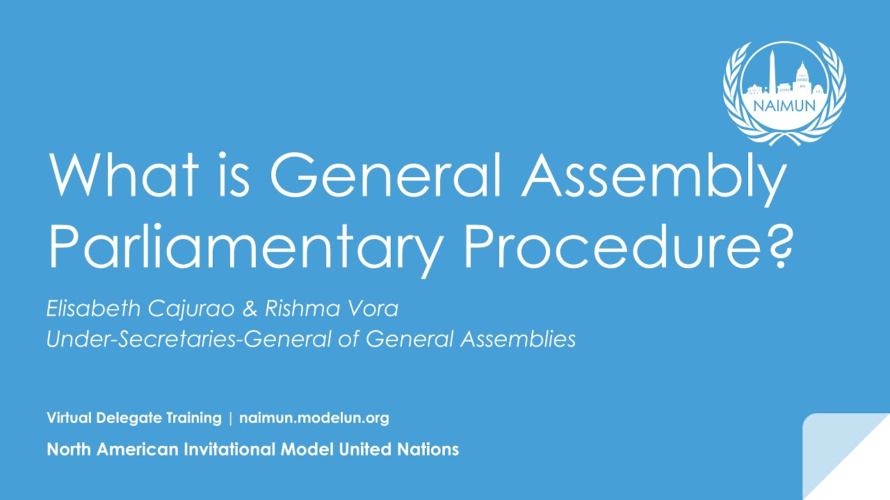 Virtual Delegate Training: What is General Assembly Parliamentary ...