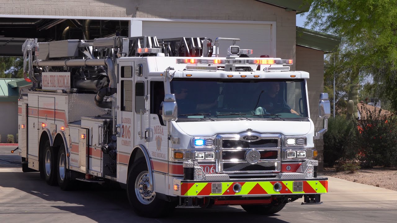Mesa Fire/Medical Dept. Ladder 206 & Engine 206 responding - YouTube