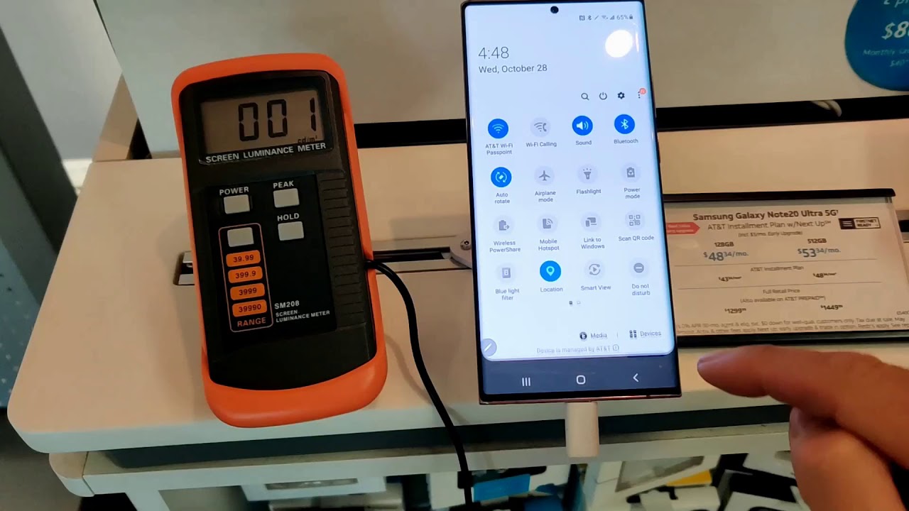 Samsung Note20 Ultra Display Brightness nits Testing - YouTube