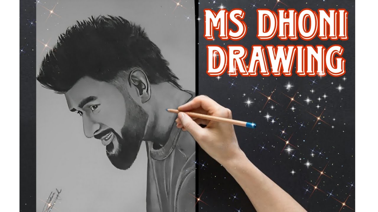 Realistic Pencil Drawing of MS Dhoni - YouTube