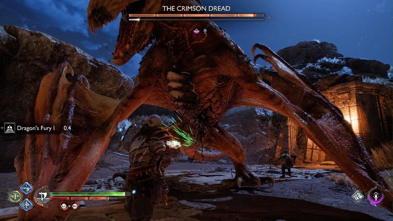 God of War Ragnarök Dragon Fight Crimson Dread [4k/60 FPS] - YouTube