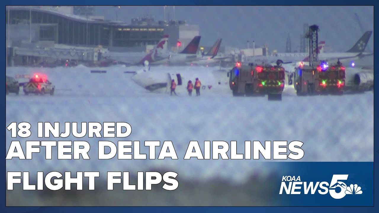18 injured after Delta plane flips during landing - YouTube