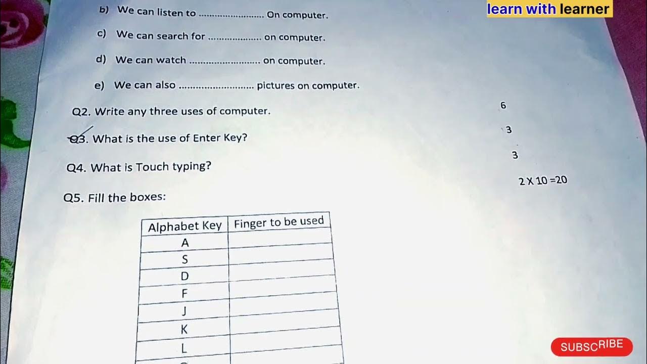 Dav Class 3 Computer (ICT) half yearly Question paper 2022. - YouTube