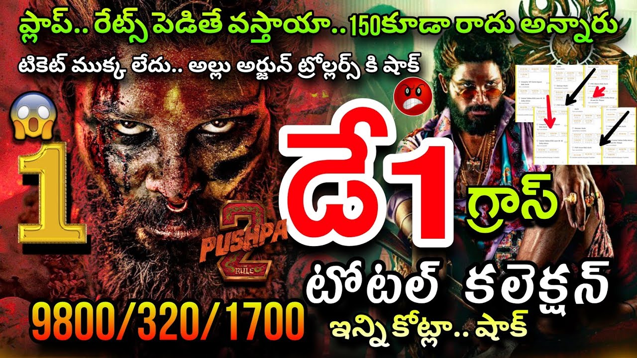 Allu Arjun Pushpa 2 1st Day Gross Collections, Pushpa 2 Day 1 Total ...