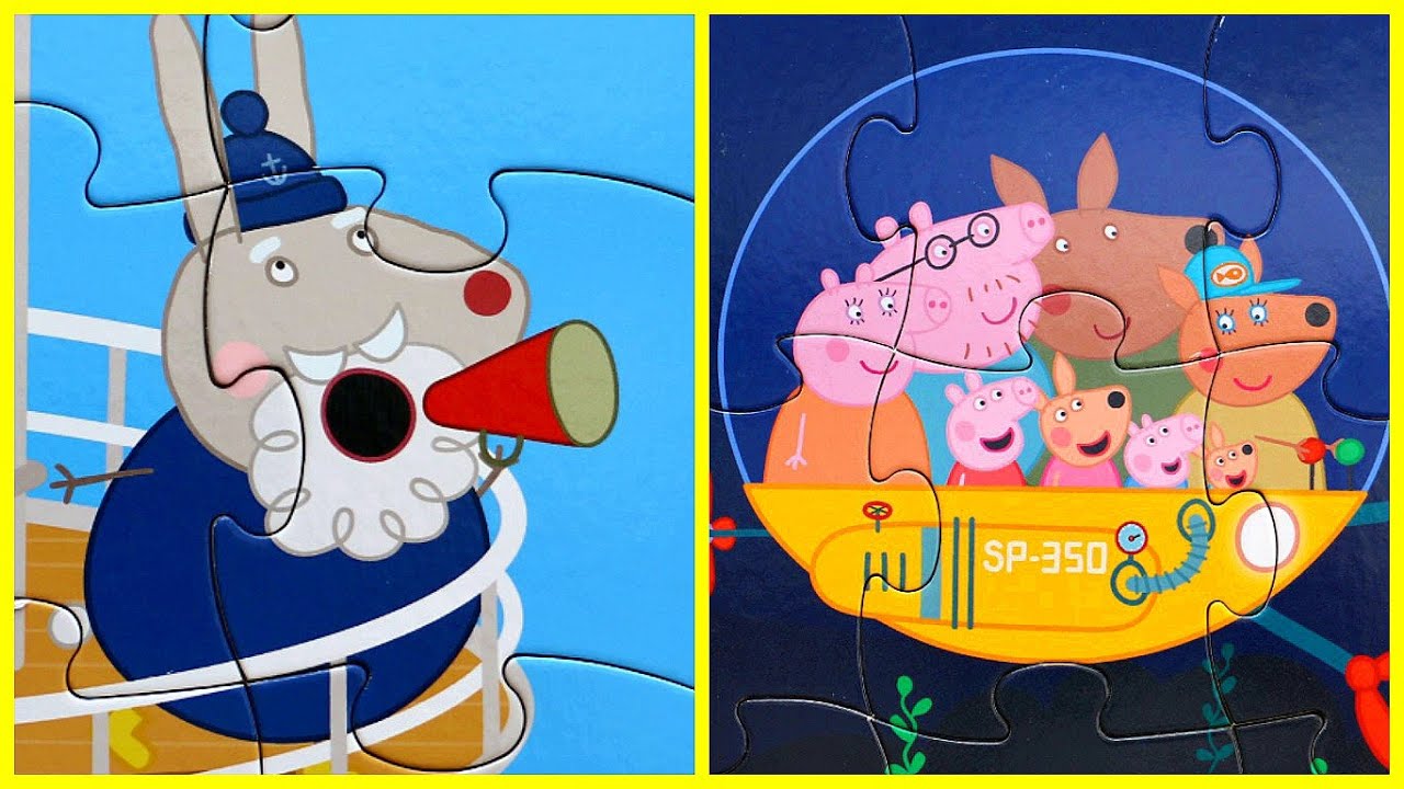 Grampy Rabbit and Peppa Pig underwater - solving jigsaw puzzles for ...