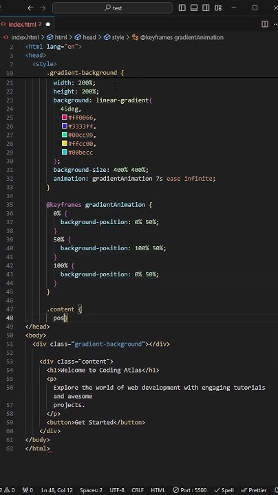 Enhanced Animated Gradient Background | HTML & CSS | Coding Atlas - YouTube