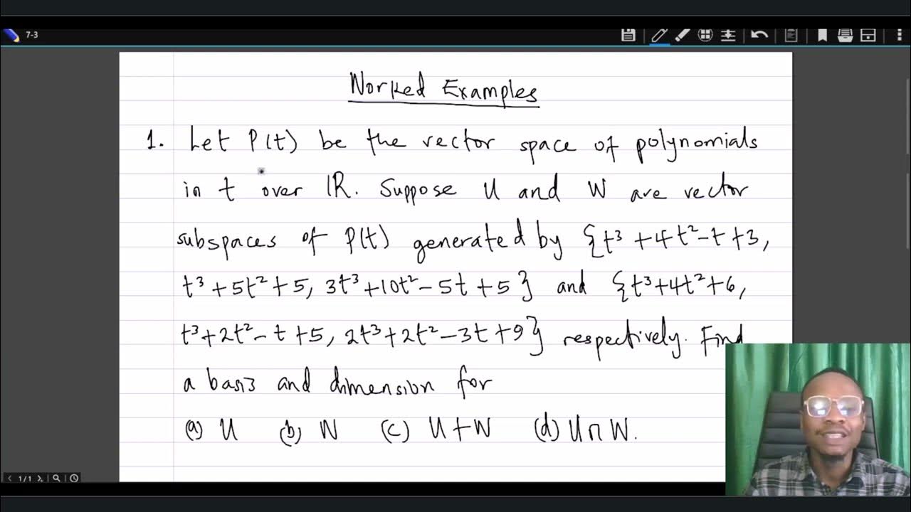 How to find bases and dimensions of the sum and intersection of two subspaces - Linear Algebra ...