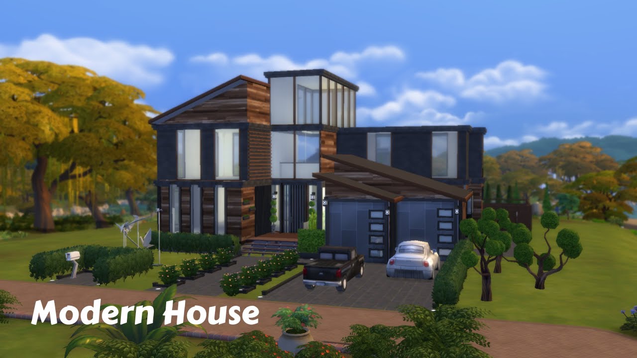 Modern House Exterior / Sims 4 Speed Build / No CC - YouTube