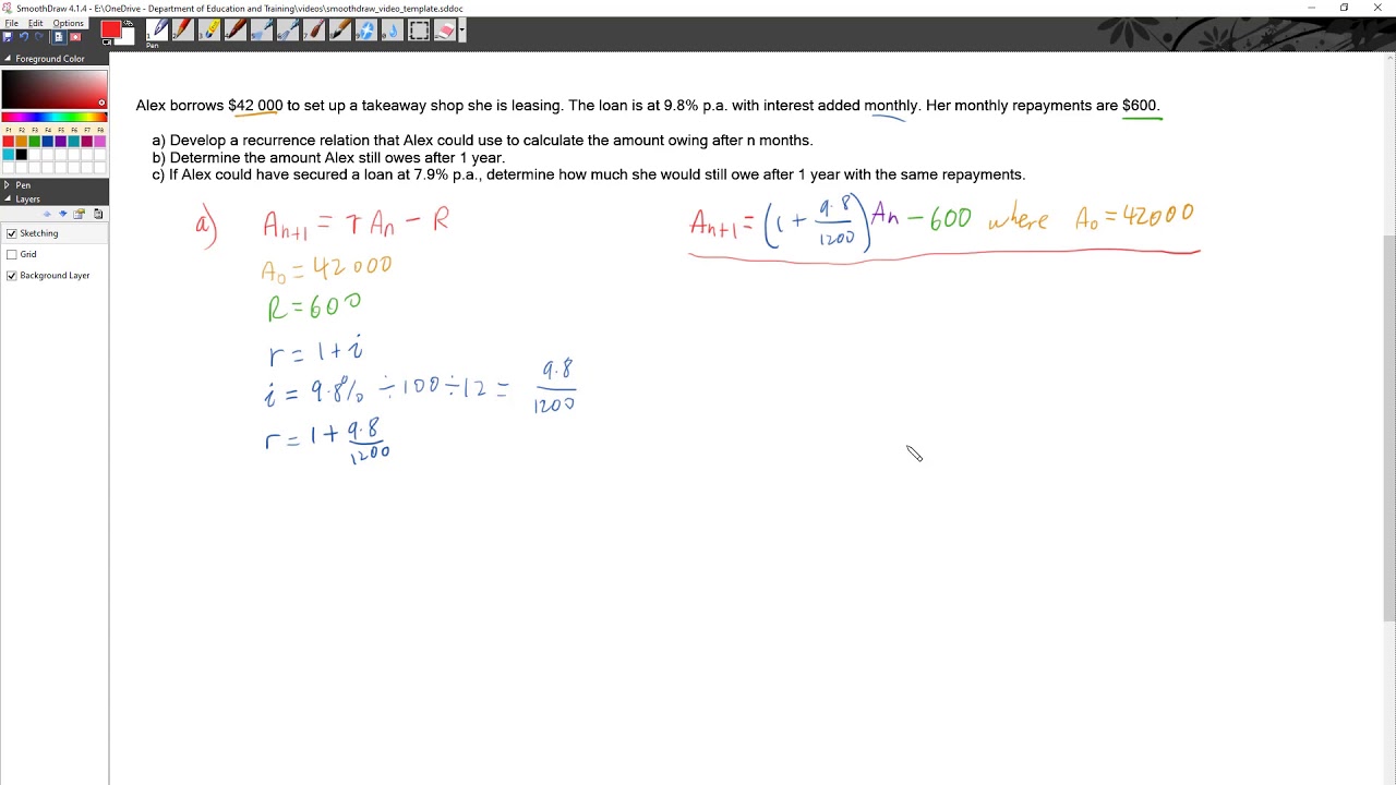 Reducing Balance Loan - Recurrence Ralation Calculation Using ...